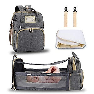 YINGFEI Diaper Bag Backpack Rucksack, Portable Crib by Foldable Baby Bed and Changing Mat, Travel Nappy Bag of Babysit