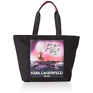 Karl Lagerfeld Paris Kristen Tote, Black/Fuschia Amour