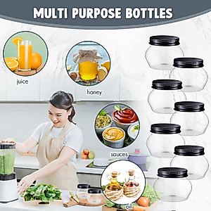48 Pcs 4 oz Clear Plastic Jars with Lids Wide Mouth Mason Canning Jars Mini Storage Containers Bulk for Herb Jelly Wedding Favors Shower Party Favors (Black)