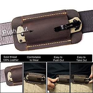 Topstache Leather Knife Sheath, Handmade Knife Holster, Horizontal Carry Leather Sheath for Belt, EDC Pocket Organizer for Men,Size S,Darkbrown