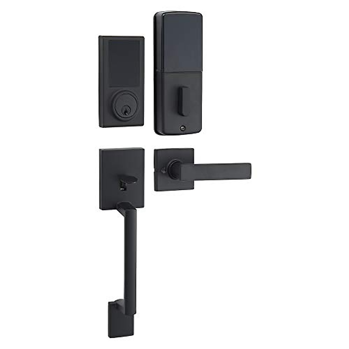 Amazon Basics Grade 3 Electronic Touchscreen Deadbolt Door Keypad Lock With Handleset, Matte Black, 133mm H Uppper x 294.5mmL lower