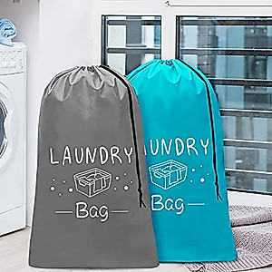 Sylfairy 2 Pack Extra Large Travel Laundry Bag, Durable Rip-Stop Dirty Clothes Shoulder Bag with Drawstring, Heavy Duty Travel Laundry Bag, Large Laundry Hamper Liner, Machine Wash