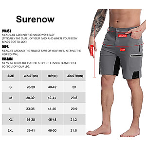 Surenow Men's Hiking Cargo Shorts Lightweight Quick-Dry Shorts Summer Outdoor Fishing Shorts Camping Travel Shorts for Men Grey