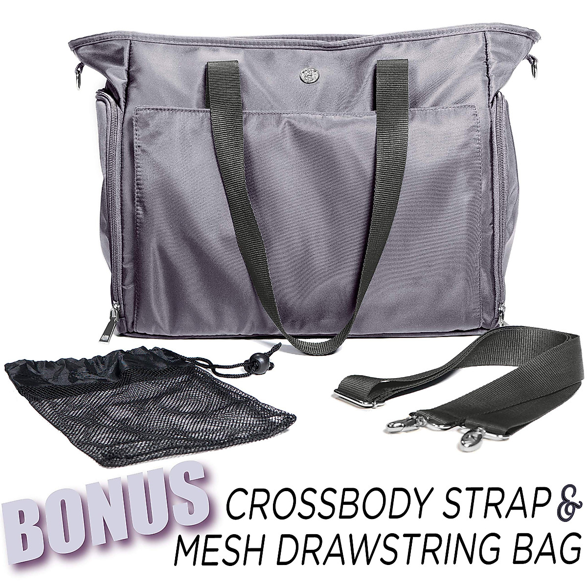 Zohzo Lauren Breast Pump Bag - Portable Tote Bag Great for Travel or Storage – Includes Padded Laptop Sleeve - Fits Most Major Pumps Including Medela and Spectra Breastpump (Black)