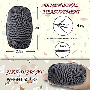 2 Pcs 100g Acrylic Yarn for Crocheting,Soft and Fluffy Crochet Yarn for Knitting and Crafts，4 ply Warm Yarn for DIY Slippers Cushions Dolls Bags Blankets Ornaments and Trinkets(Grey)
