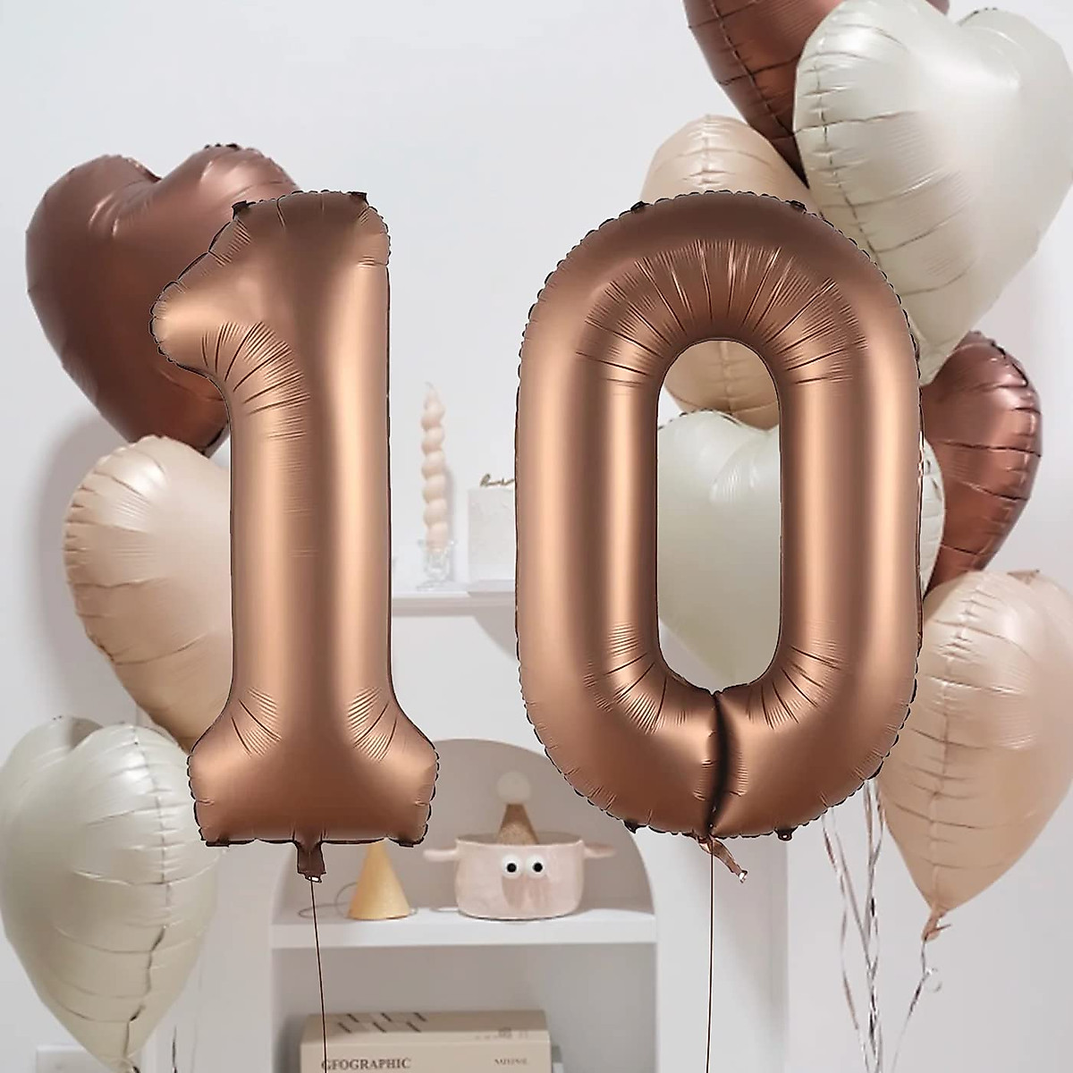 YFHVJTKO 40 Inch Number 10 Foil Balloons 10th Celebration Decorations for Happy 10th Birthday Party Wedding Bridal Shower Engagement Photo Shoot Anniversary Decoration, Number 10 Chocolates Balloon