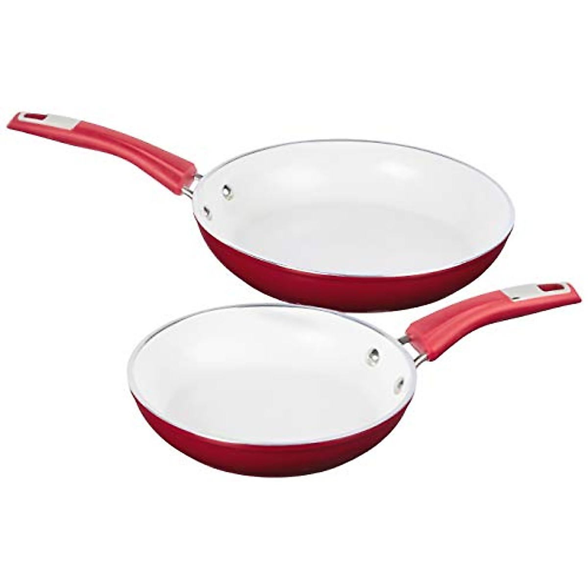Bialetti Aeternum Ceramic Nonstick Cookware Set, 10 Piece Cookware Set, Red/White