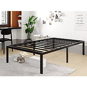 FSCHOS Bed-Frame-Twin, 16 Inch Metal Platform Twin-Size-Bed-Frame No Box Spring Needed, Heavy Duty Twin Size Bed Frame Easy Assembly, Noise Free, Black