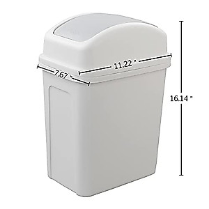 Vababa 3-Pack 4 Gallon Plastic Trash Can with Swing Lid, Swing-Top Waste Can, Gray