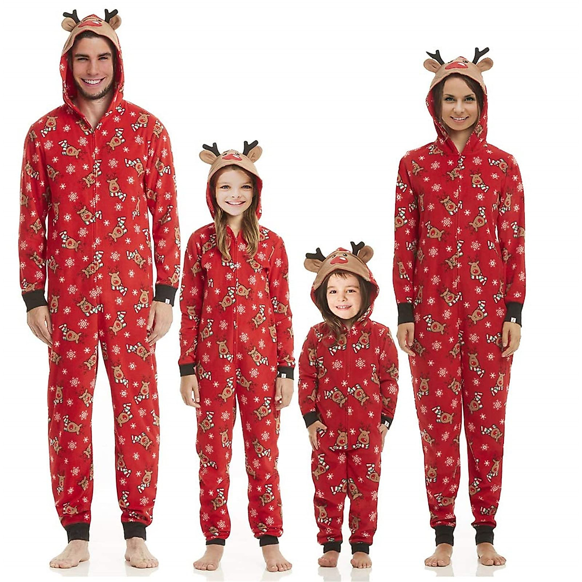 Yuemengxuan Christmas Family Pajamas Matching Sets Deer Onesies Jumpsuits Baby Kids Adults Women Men Pjs Sleepwear Homewear Outfits(A,Women,Medium)