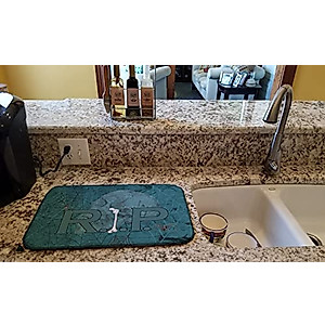 Caroline's Treasures SB3004DDM RIP Rest in Peace with spider web Halloween Dish Drying Mat Absorbent Dish Drying Mat Pad for Kitchen Counter Dish Drainer Mat for Countertop, 14 x 21", Multicolor