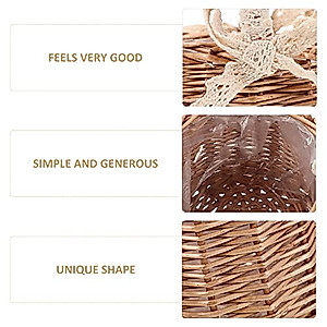 Wicker Rattan Flower Basket Willow Handwoven Basket with Handle and Plastic Insert Easter Eggs Candy Basket Flower Girl Baskets for Home Garden Decor Style 1