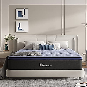 Avenco King Mattress, King Mattress in a Box, 12 Inch Hybrid Mattress King, Medium Firm, Pocket Innerspring for Motion Isolation, Bamboo Charcoal Memory Foam for Odor Reducing, CertiPUR-US