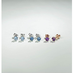 Agvana 14K Solid White Gold Solitaire Tiny 0.44 Carat Aquamarine Stud Earrings for Women March Birthstone Jewelry Anniversary Birthday Gifts for Women Mom Wife Daughter Her