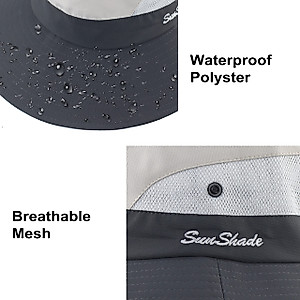 Mukeyo Womens Summer Sun Hat Wide Brim Outdoor UV Protection Hat Foldable Ponytail Bucket Cap for Beach Fishing Hiking Beige