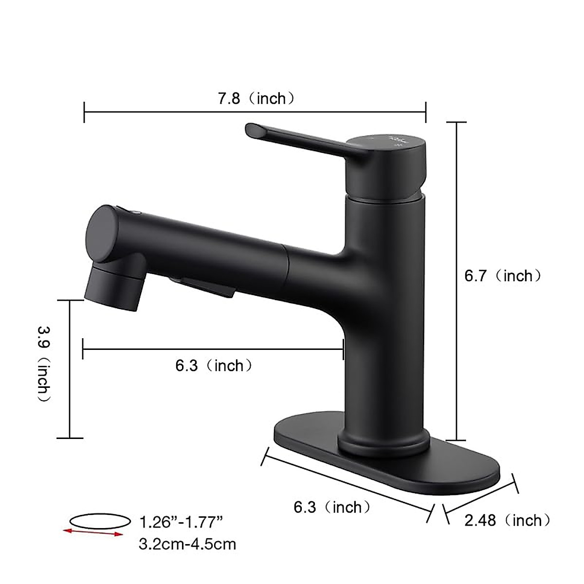 LAZ HOME Bathroom Sink Faucet with Pull Out Sprayer,Brass Single Handle Black Bathroom Basin Faucet with Bathroom Sink Drain Detachable Strainer Basket