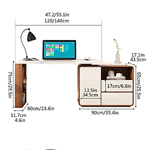 Writing Study Desk, Multifunctional Study Room Desk Home Office PC Desk Writing Table with Bookshelf And Rotatable Locker Writing Study Desk with Hidden Keyboard Tray ,Computer Workstation for Home &