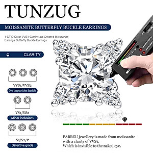 Reapuson Moissanite Stud Earrings D Color VVS1 Clear Round Lab Created Moissanite Earrings 18K Gold Plated 925 Sterling Silver Stud Hypoallergenic Flat Back Earrings for Men Women