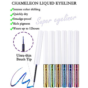 Chameleon Glitter Eyeliner Liquid - 1Pcs Green Metallic High-Pigmented Colored Makeup Glitter Pen for Eye Liner Eyeshadow, Smudge-proof, Ultra-Fine Tip Multichrome Eyeliner, Gift for Women Girl- 02#