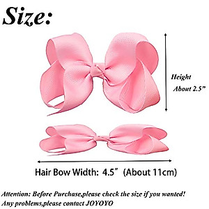 JOYOYO 40Pcs 4.5" Hair Bows Alligator Clips Grosgrain Ribbon Big Bows Clips For Girls Toddlers Kids Children 20 Colors In Pairs