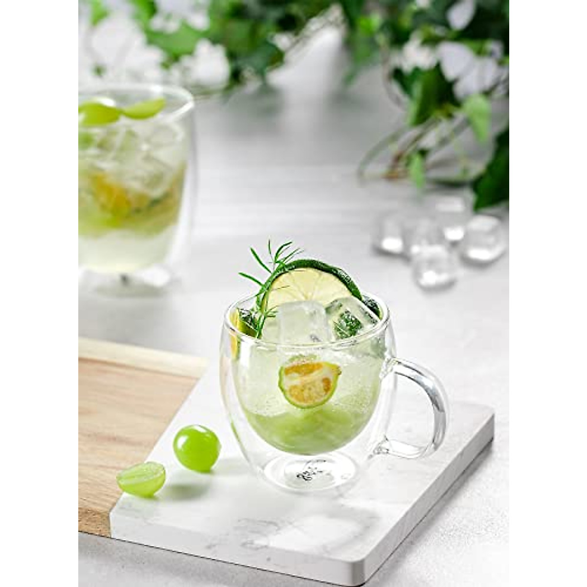 Sweese Espresso Cups, Double Wall Insulated Glass Coffee Mugs, 5 Ounce, Set of 2, Perfect for Espresso Shot, Tea and Juice