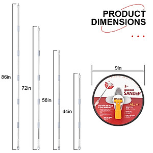 Drywall Pole Sander, 86 inch Drywall Sander With Extension Pole, Manual Hand Drywall Sander with Extension Pole for Painting Projects， Includes 5pcs Sanding Sheets (80, 100, 120, 180, 240 Grit)