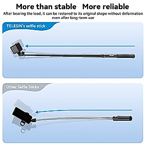 Selfie Stick Long Pole Invisible for GoPro Insta360 (120cm/47.2 inch), TELESIN Light Carbon Fiber Extension Monopod for Go Pro Max Hero 11 10 9 8 7 6 5 One X2 X3 RS Go 2 DJI Action 2 3 Accessories
