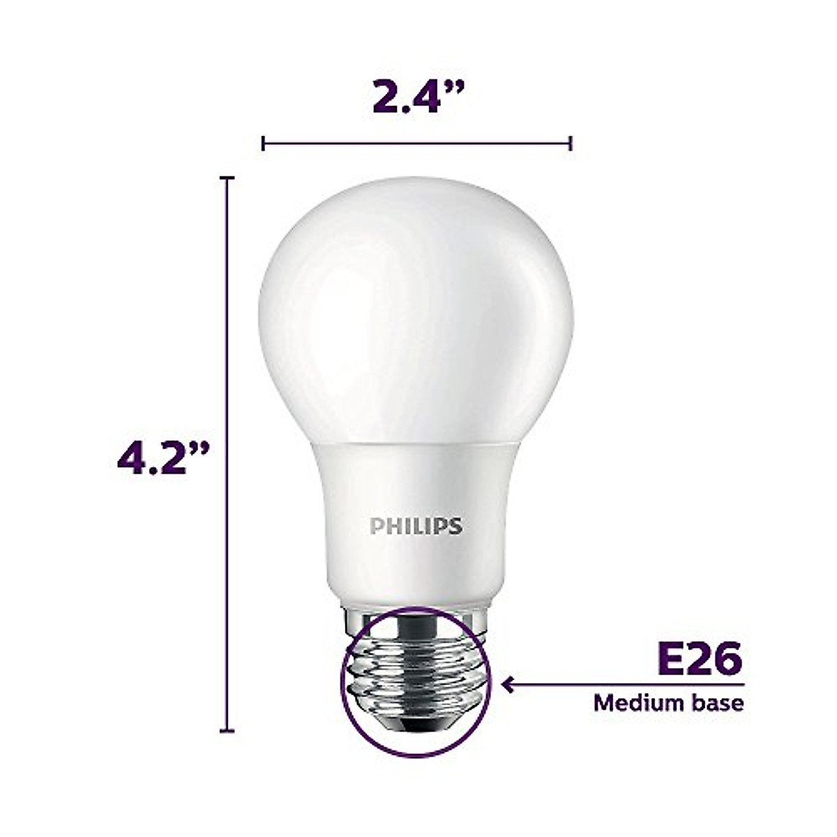 Philips 462168 LED Bulb 8 Pack 60 Watt Equivalent, Daylight (5000K) A19 Non Dimmable, Medium Screw Base