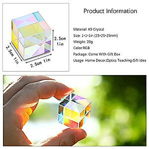 25mm Optical Glass X-Cube Prism RGB Dispersion Prism Physics and Decoration Light Spectrum Educational Model Photography Props