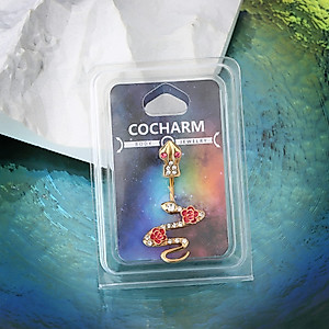 COCHARM Gold Snake Belly Button Rings for Women 14g Snake Navel Rings Gold Surgical Steel Belly Navel Piercing Jewelry