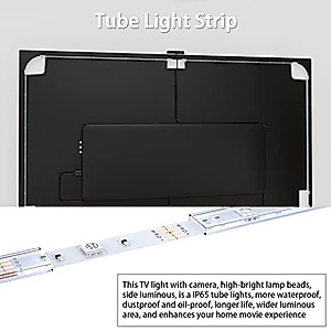 BASON LIGHTING LED TV Backlights with Camera,Side Illumination TV Lights Kit with Daul Control Modes,12.4ft Color Changing Rope Lights for 55-65 inch TV, Music Sync for Gaming Bedroom HDTV Mood Light.