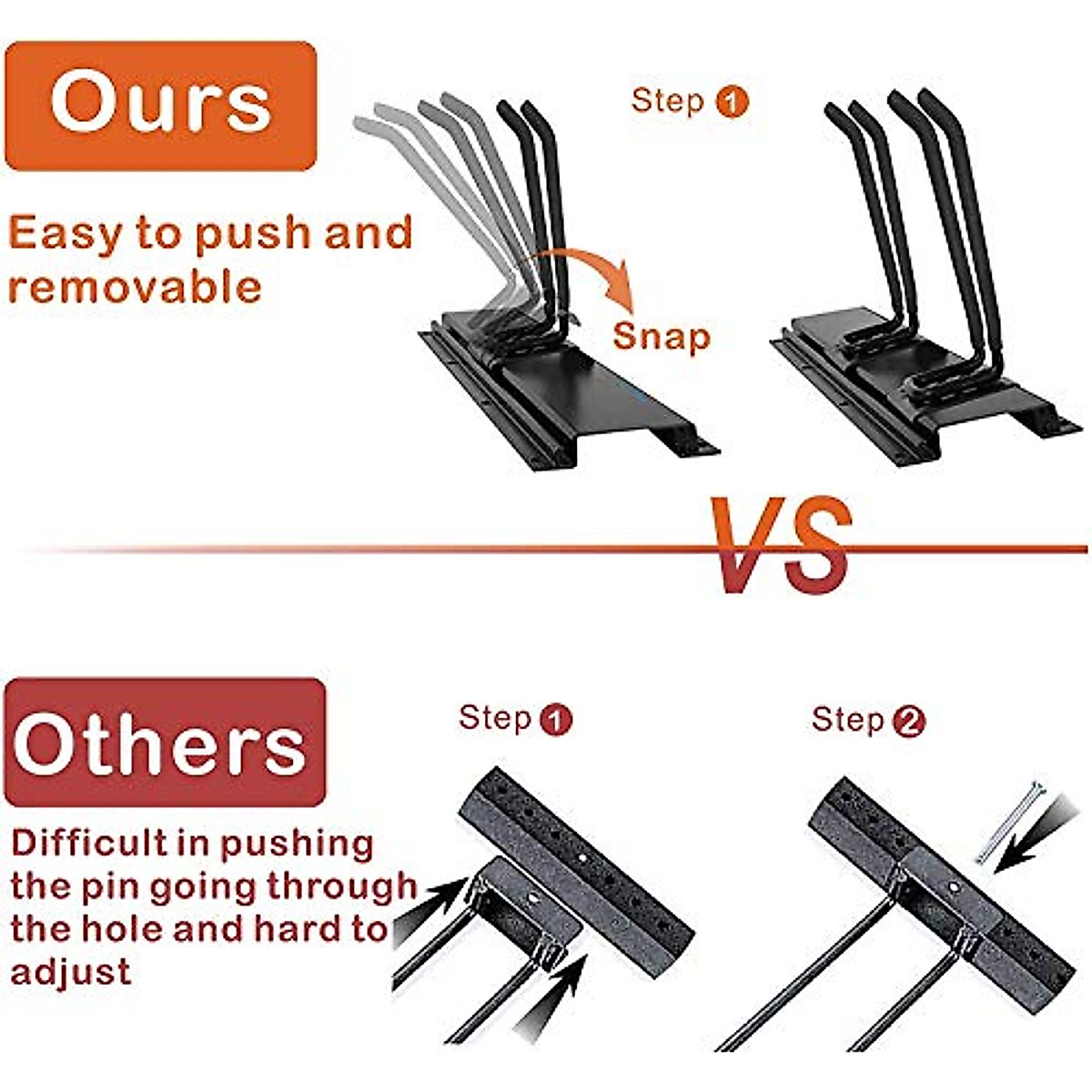 Garage Tool Organizer Storage Rack, Garage Organizers Wall Mount Storage System with 6 Removable Hooks, Super Heavy Duty Steel Garden Tool Hanger Rack for Chair, Broom, Mop, Rake Shovel Yard Tools