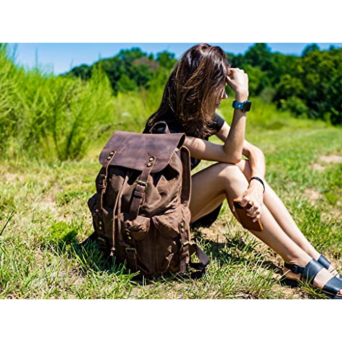 olpr. Canvas and leather backpack (Brown)