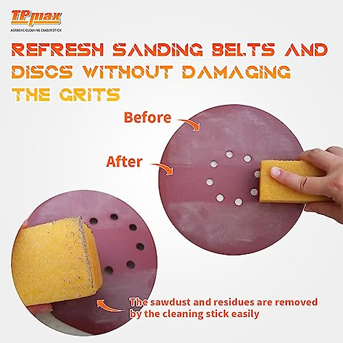 1-1/2" x 1-1/2" x 8" Inch Abrasive Cleaning Eraser Stick for Cleaning Abrasive Sanding Belts & Sanding Discs Sandpaper Rough Tape, Skateboard and Shoes Natural Rubber Build