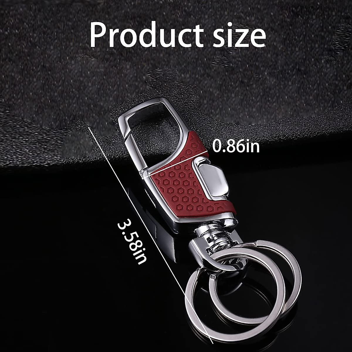 Car Key Chain, Heavy Duty Stainless Steel Keys Holder with D Ring, One Click Release Keychain Organizer for Men Women (Brown/Red)