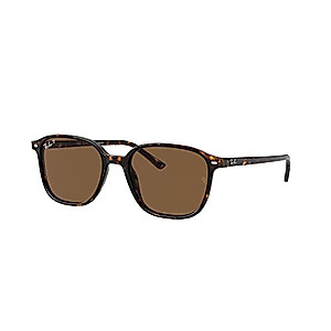 Ray-Ban RB2193 Leonard Polarized Square Sunglasses, Havana/B-15 Brown, 55 mm