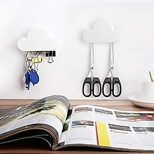 MoKo Magnetic Key Holder, [2 Pack] Magnetic Key Rack Organizer Hooks with Adhesive Magnetic Key Ring Holder for Wall Door - White