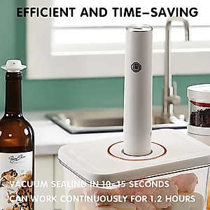 ZKIRON OneTouch Handheld Vacuum Sealer Machine, 5 PCS Reusable Bags Food Storage Set- Auto Start/Stop, Portable Design, Food Sealer for Food Saver, Sous Vide Cooking (White)