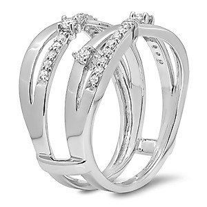 Dazzlingrock Collection 0.40 Carat (Cttw) 14K Round Diamond Wedding Swirl Enhancer Ring, White Gold, Size 6