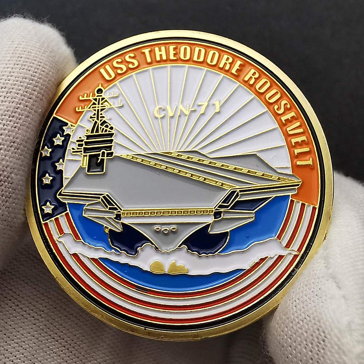 US Department of The Navy Commemorative Gold Plated Coin USS Theodore Roosevelt CVN-71 Army Fan Collectibel Souvenirs Coins