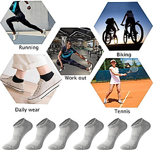 Luriesal Women's Cushioned No Show Socks Athletic Cotton Short Socks Arch Support Mesh Ankle Socks 6 Pairs