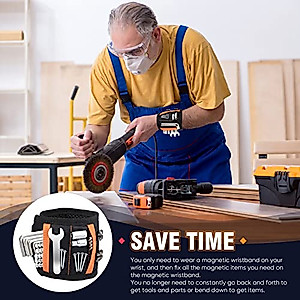 5 Pcs Magnetic Wristband Tools Set Gifts for Men Christmas Stocking Stuffers 1 Magnetic Wristband to Hold Screw Nail 1 Keychain 1 Pick up Tool 1 Gift Bag 1 Gift Box Cool Gadget Birthday Gift (Grandpa)