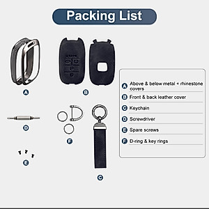 YO&YOYE Compatible with Honda Key Fob Cover with Keychain Leather Key Case Protector for 2022 Honda Accord Civic CRV Pilot Odyssey 11th Gen Smart Key Case Holder (Black)