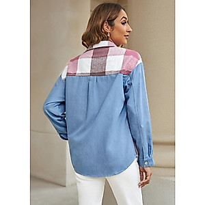 luvamia Womens Flannel Jacket Plaid Shirt Jacket Women Shacket Jacket Shackets For Fall Fashion Women Jeans Jacket For Women Fashion Size Medium Size 8 10
