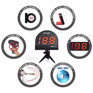 NET PLAYZ Speed Radar, Muti-Sports Radar Gun (Hands-Free) Measure Speed Sensors for Baseball Softball Tennis Soccer Hockey Lacrosse Handball | Training Aids / Gadget Gifts