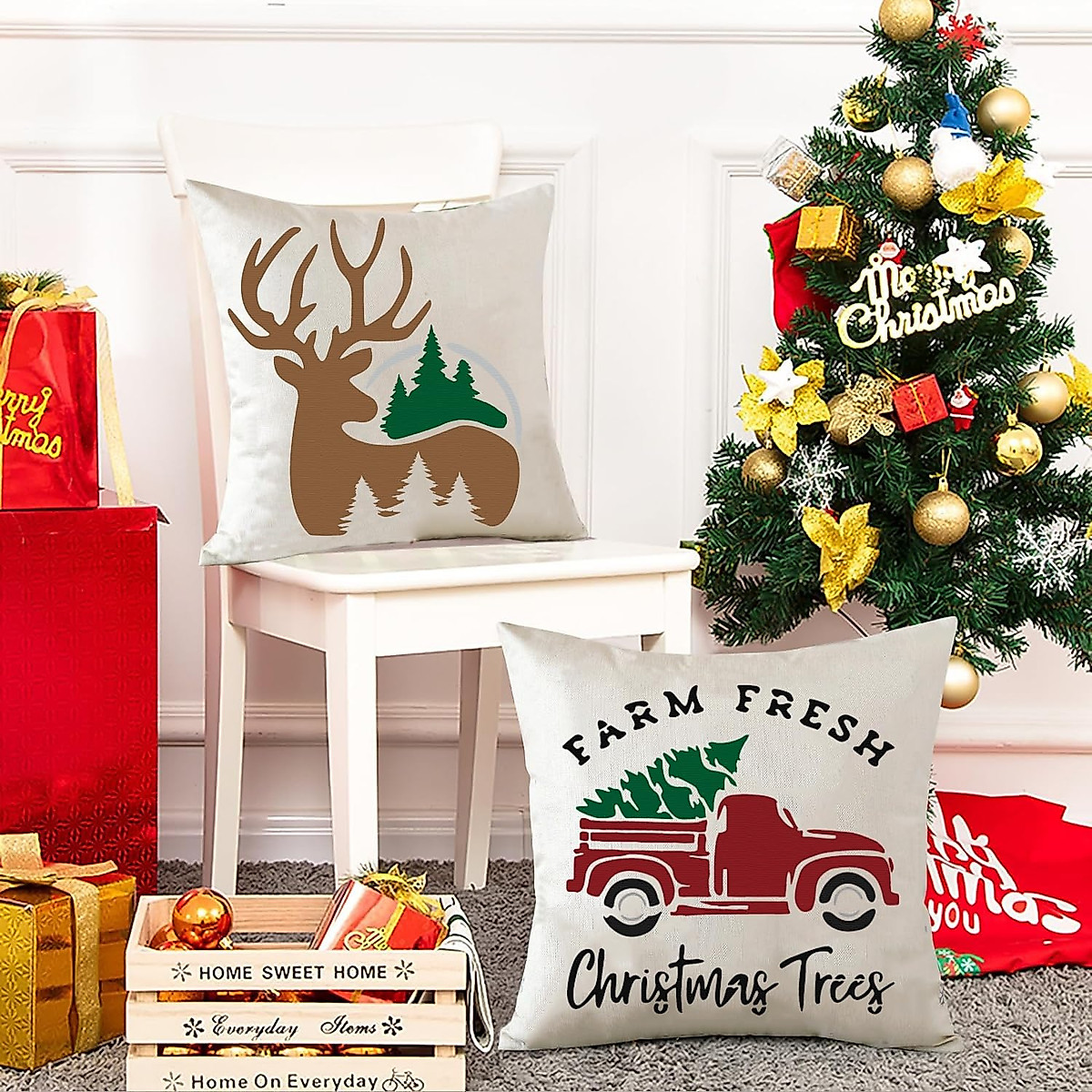 Large Christmas Stencils for Painting on Wood, Reusable Merry Christmas Stencils Porch Sign Stencils Xmas Holiday Stencils for Wood Sign Door Decor DIY Crafts