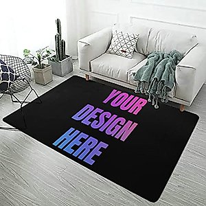 AmaUncle Custom Rug Personalized Add Logo Image Rugs and Mats Pictures for Home Derative Customized Area Rug Bedroom Carpet Print Black, 60 X 40 inch