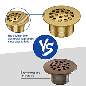 Trip Lever Tub Trim Kit Set With Two Hole Trip Lever Overflow Face Plate, Grid Tub Drain Kit, Bathtub Drain Assembly Stopper Kit, Overflow and Matching Screws(Brushed Gold)
