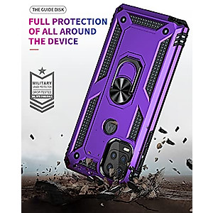 Androgate Compatible with Moto G Stylus 5G Case with HD Screen Protector, Military-Grade Ring Holder Stand Car Mount 16ft Drop Tested Protective Cover Phone Case for Motorola Moto G Stylus 5G, Purple