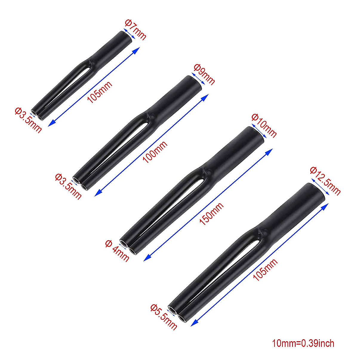 Neutrual Cable Pants, Cable Jacket Speaker Wire Pants Y Boot 9MM 2-Conductor (⌀9MM-2x 3.5MM 8PACK Black) Dressing Up/Protecting/DIY Your Speaker Cables, DIN to RCA Cables